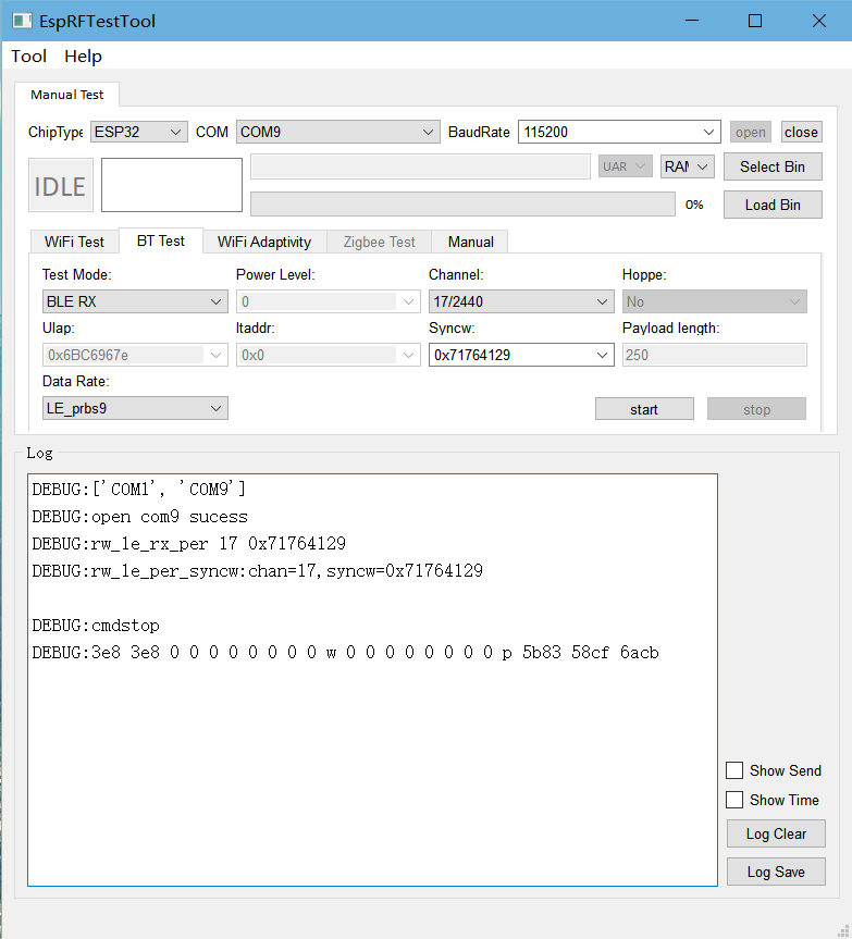 蓝牙及低功耗蓝牙非信令测试 - ESP32 - — ESP 测试工具 latest 文档