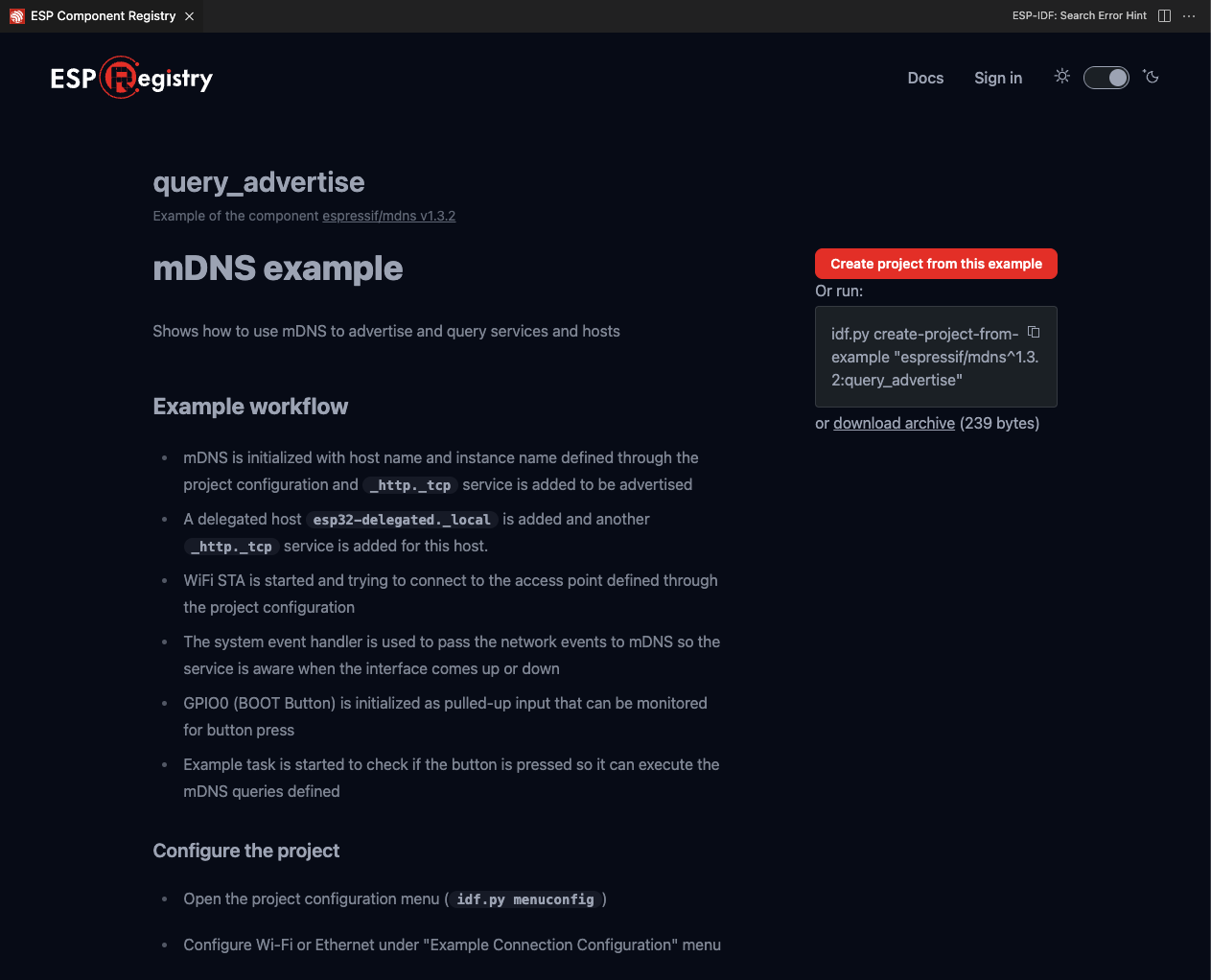 Install ESP-IDF Components - - — ESP-IDF Extension for VSCode release-v2.0 documentation