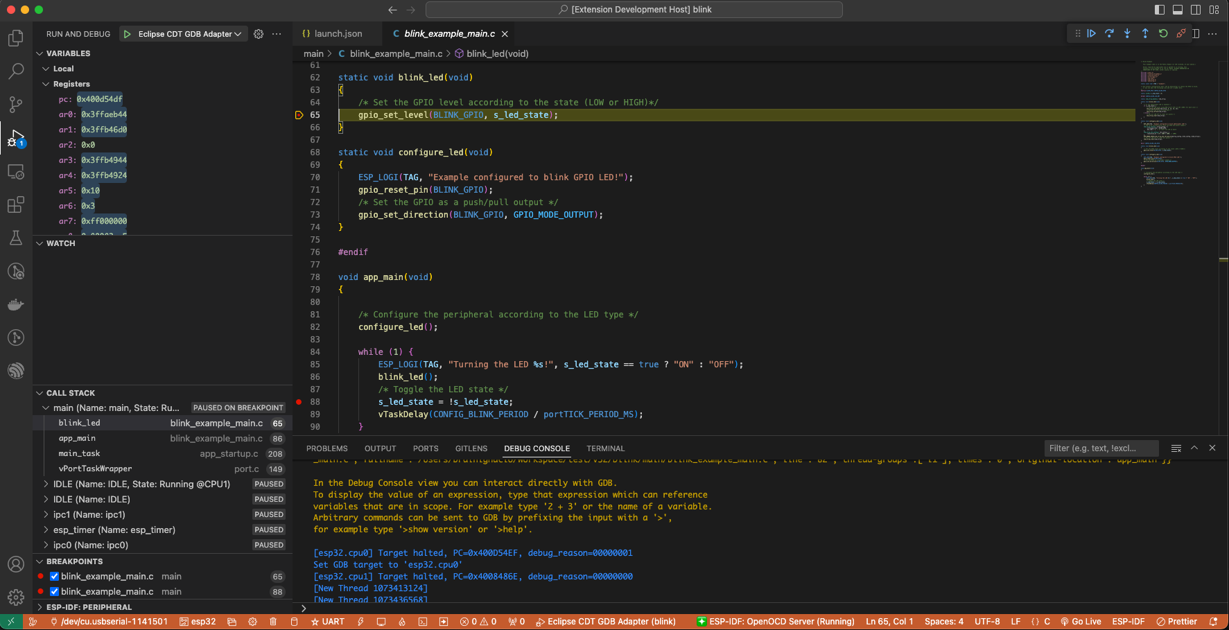 调试项目 - - — ESP-IDF Extension for VSCode release-v2.0 文档