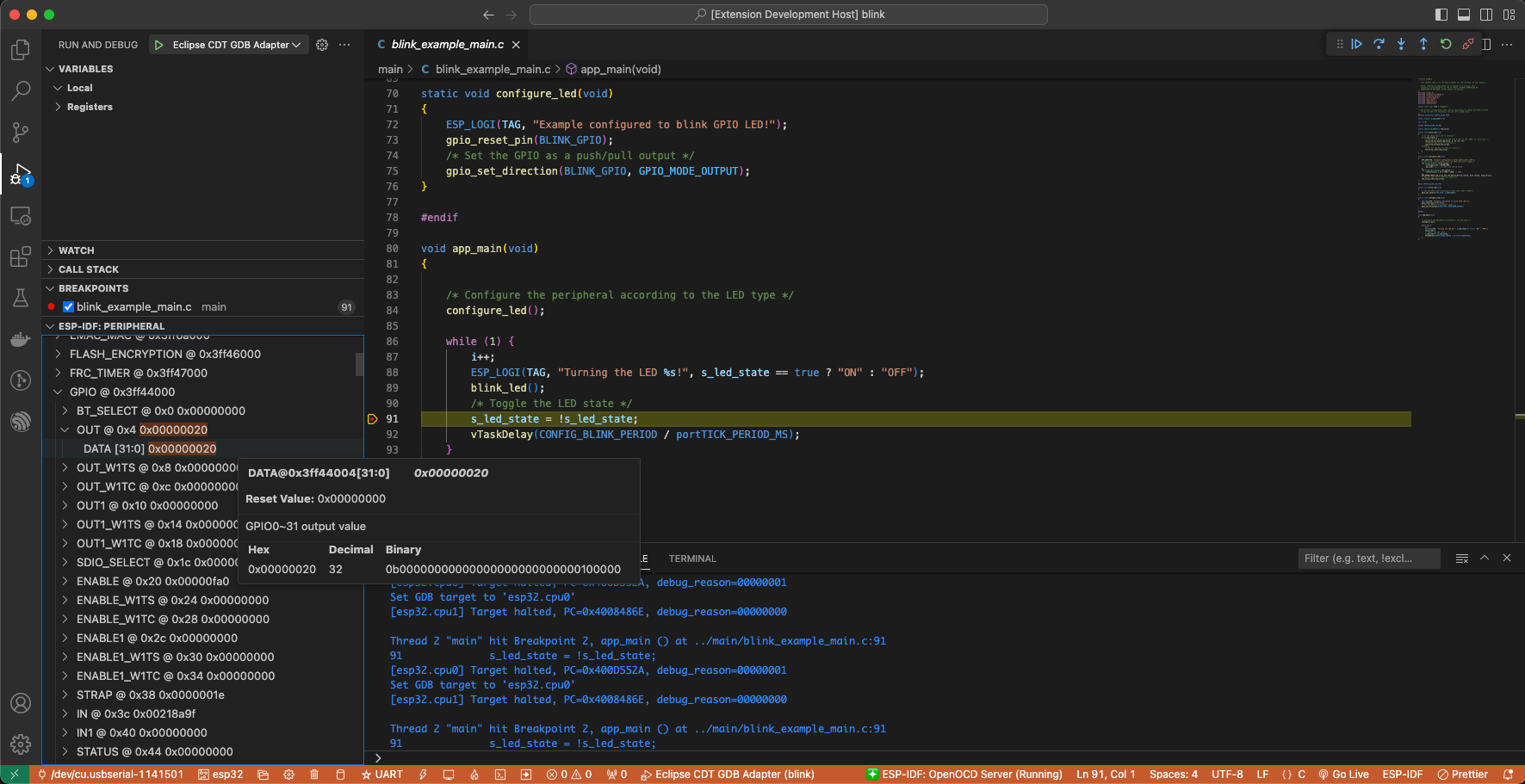 调试项目 - - — ESP-IDF Extension for VSCode release-v2.0 文档