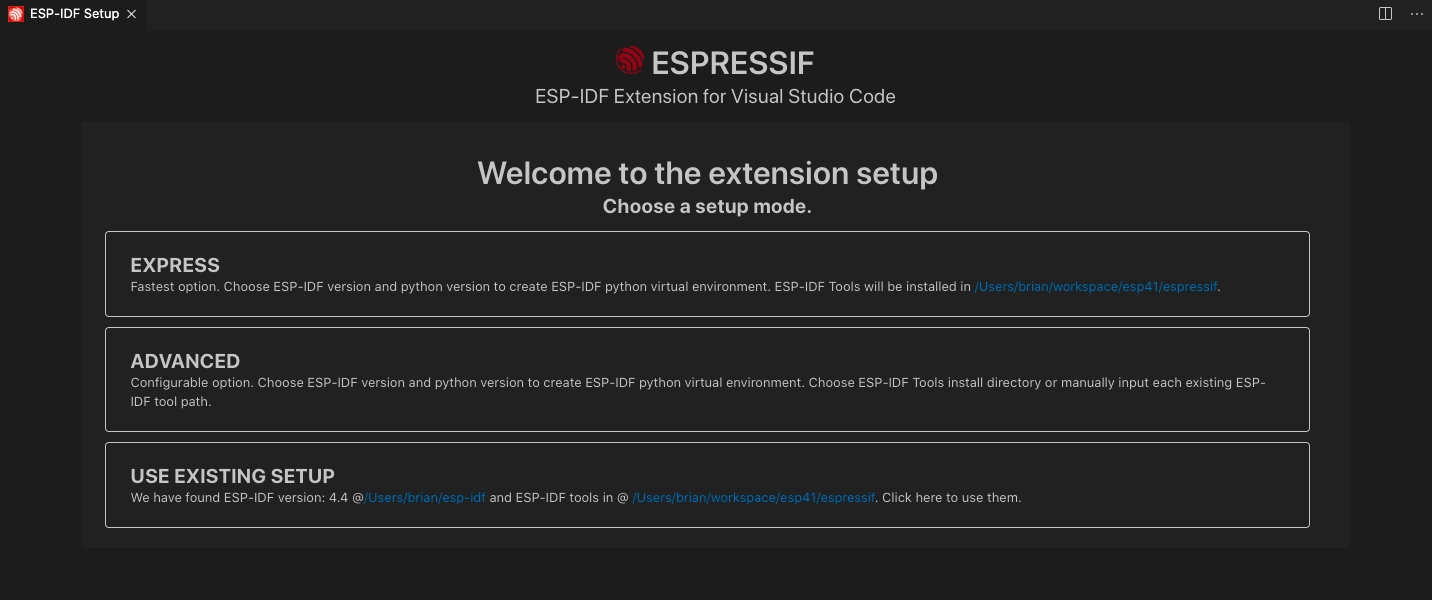 安装 ESP-IDF 和相关工具 - - — ESP-IDF Extension for VSCode release-v2.0 文档